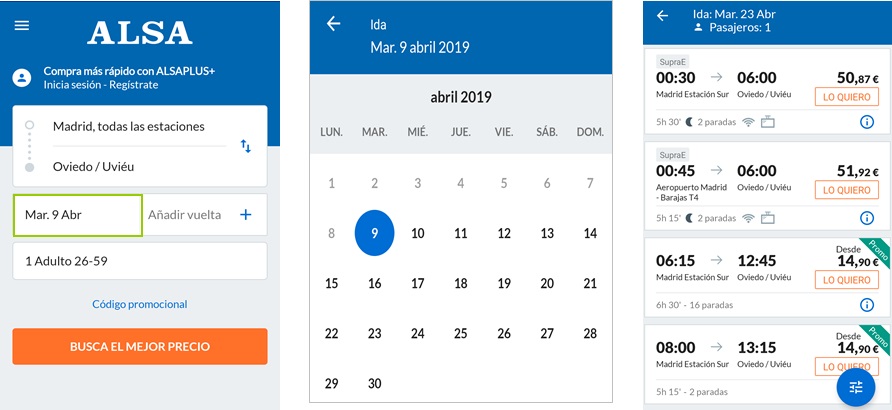 Horarios de todas las rutas de autobuses - Alsa