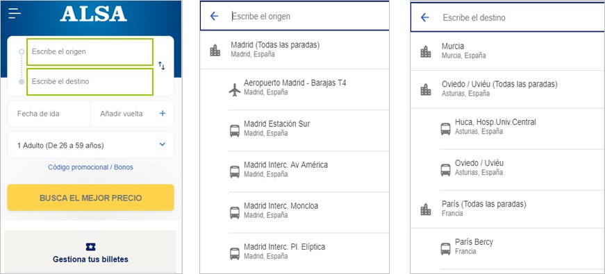 Horarios de todas las rutas de autobuses - Alsa
